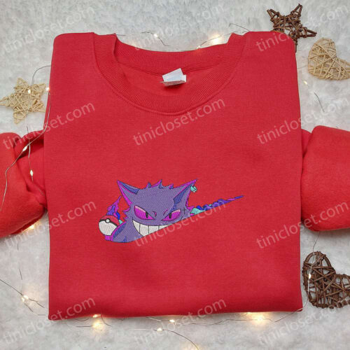 Gengar x Nike Swoosh Anime Embroidered Shirt - Pokemon & Nike Inspired ...
